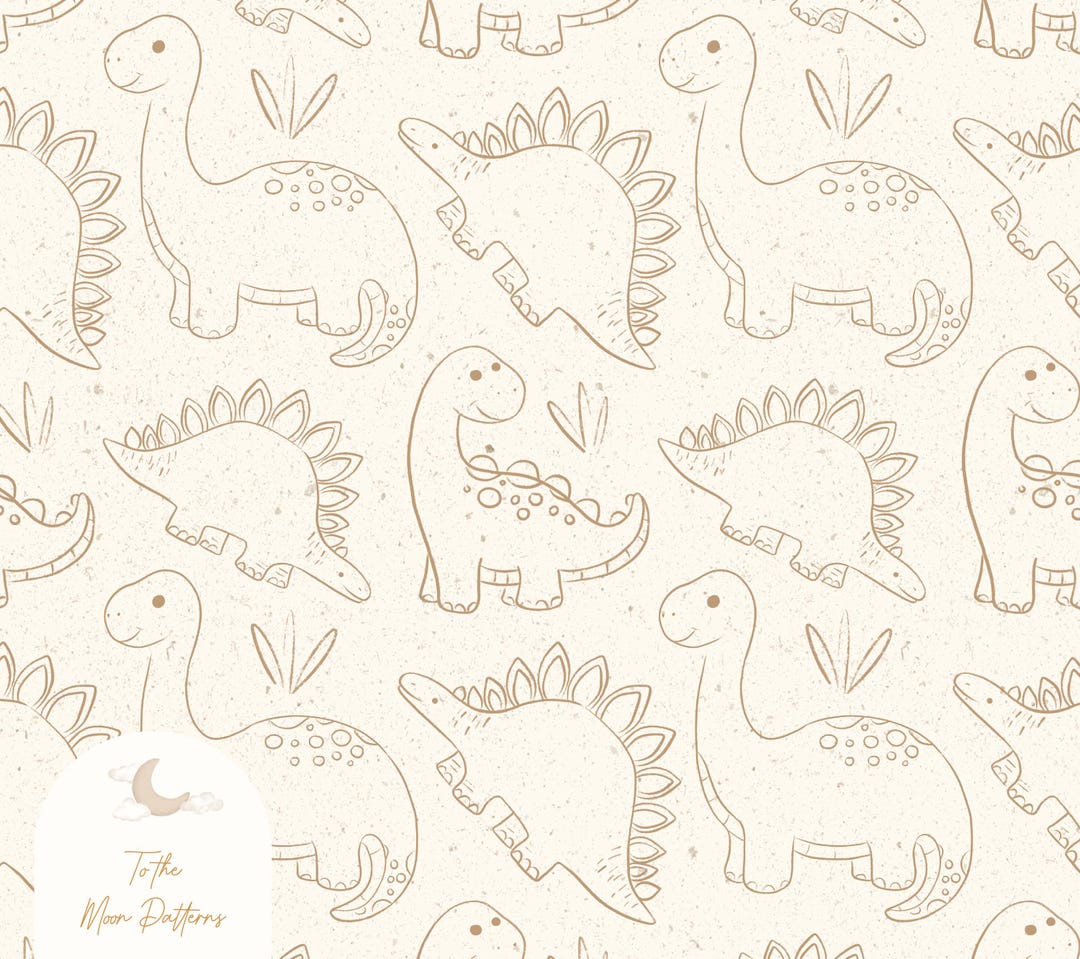 Cute Minimalist Dinosaur Pattern | Neutral Dino Seamless Digital Paper ...