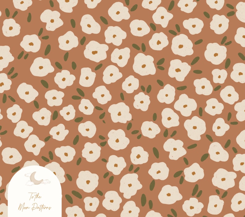 Rustic Floral Pattern - Neutral Beige and Brown Seamless Design for ...