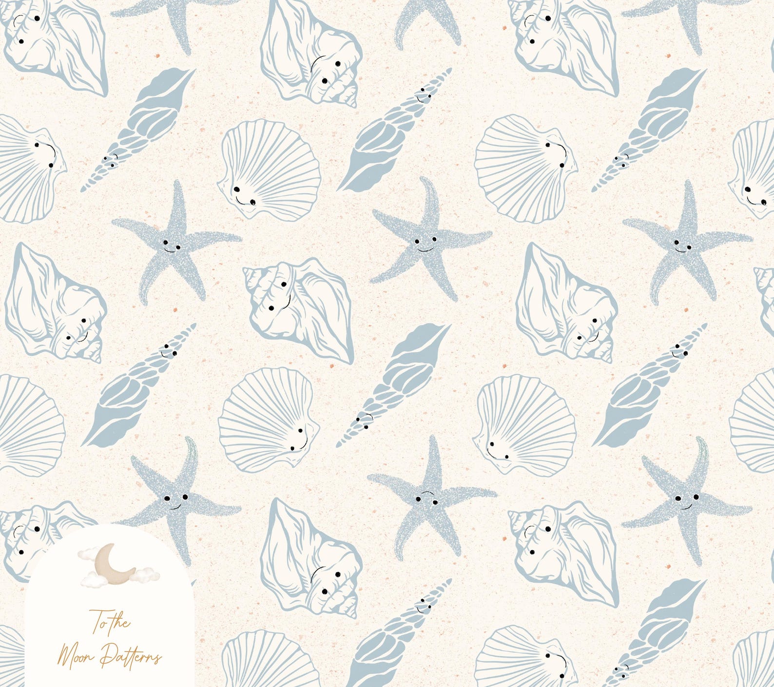 Coastal Seashell and Starfish Pattern - Nautical Beach Digital Paper ...