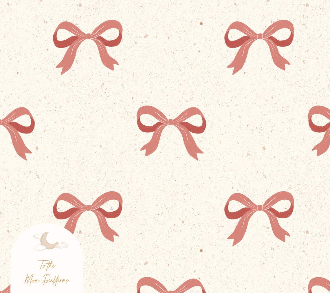 Elegant Pink Bow Seamless Pattern on Neutral Background - Perfect for ...