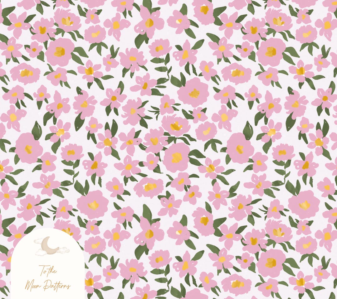 Pink Floral Digital Paper - Hand-painted Watercolor Seamless Pattern ...