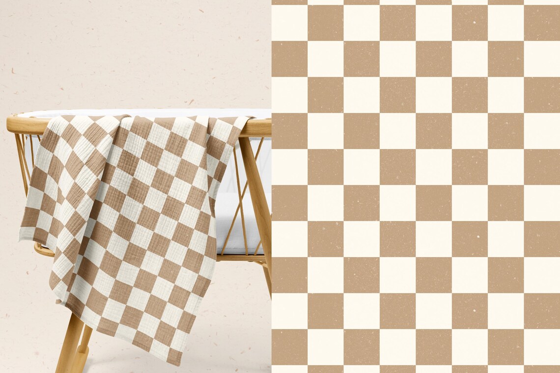 Classic Beige and White Checkered Seamless Pattern - Perfect for Fabric ...