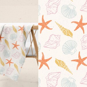 Coastal Seashell and Starfish Pattern - Nautical Beach Digital Paper ...