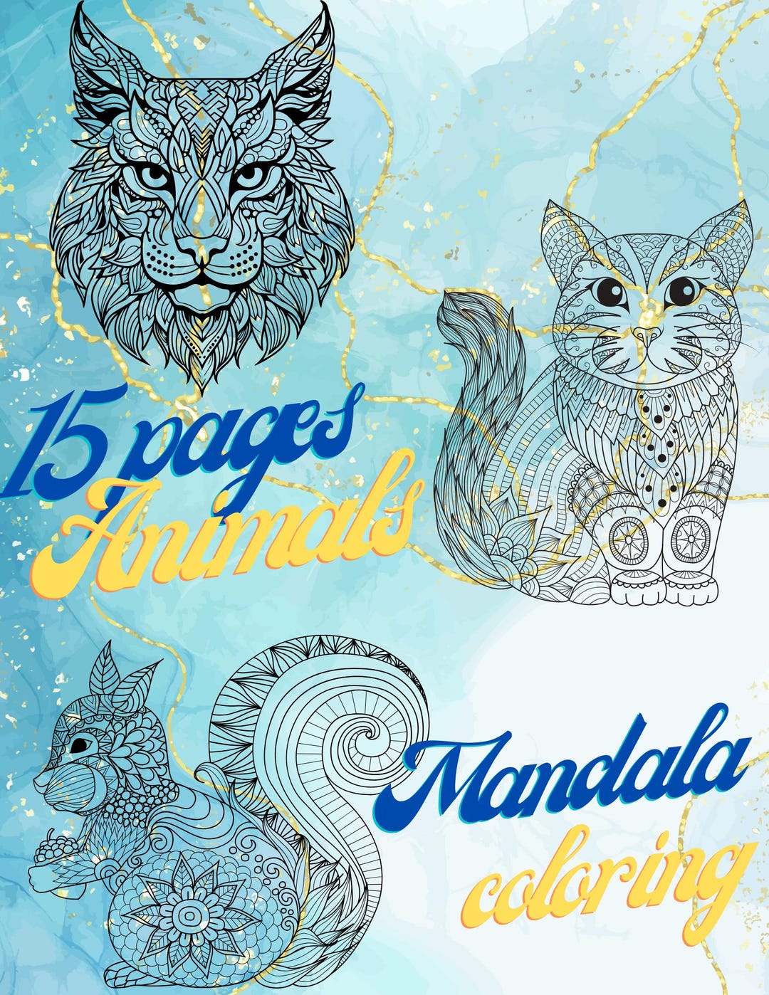 Animals Mandala Coloring Pages | Printable | Digital Book | Adult ...