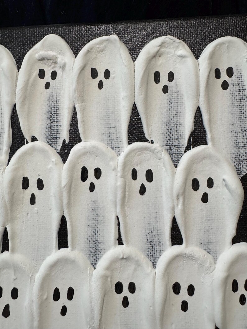 Original Halloween Ghost Painting: Textured Acrylic Gothic Art ...
