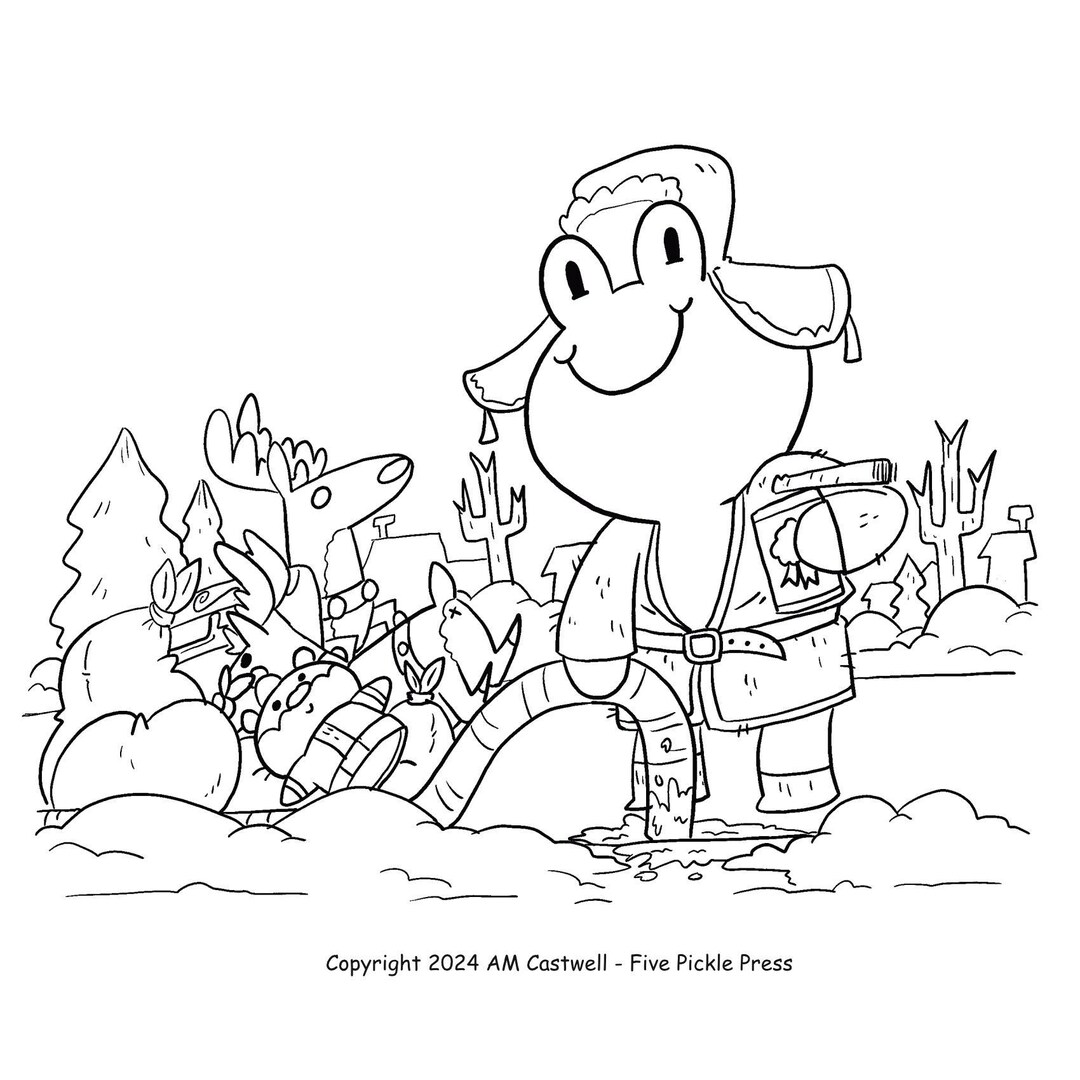 Cousin Toadie Cute and Toasty Christmas Digital Coloring Page - Etsy