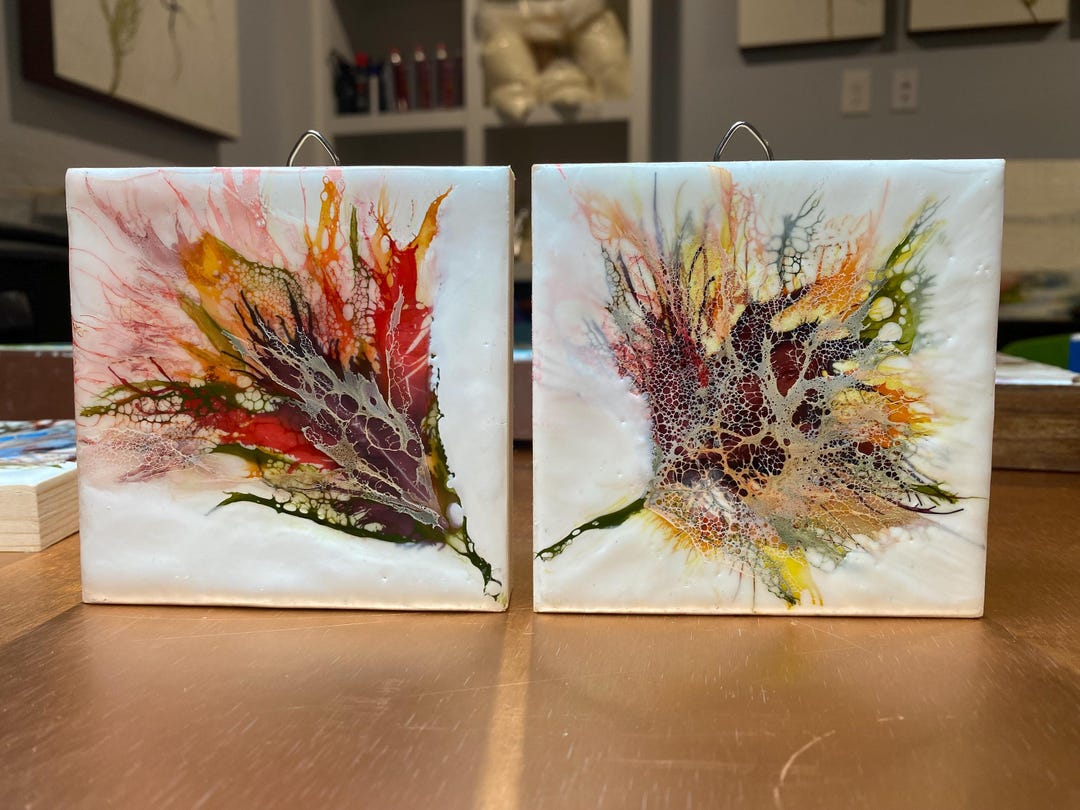 Beeswax Paintings - 2 4"x4" Panels. Encaustic Original Art. - Etsy