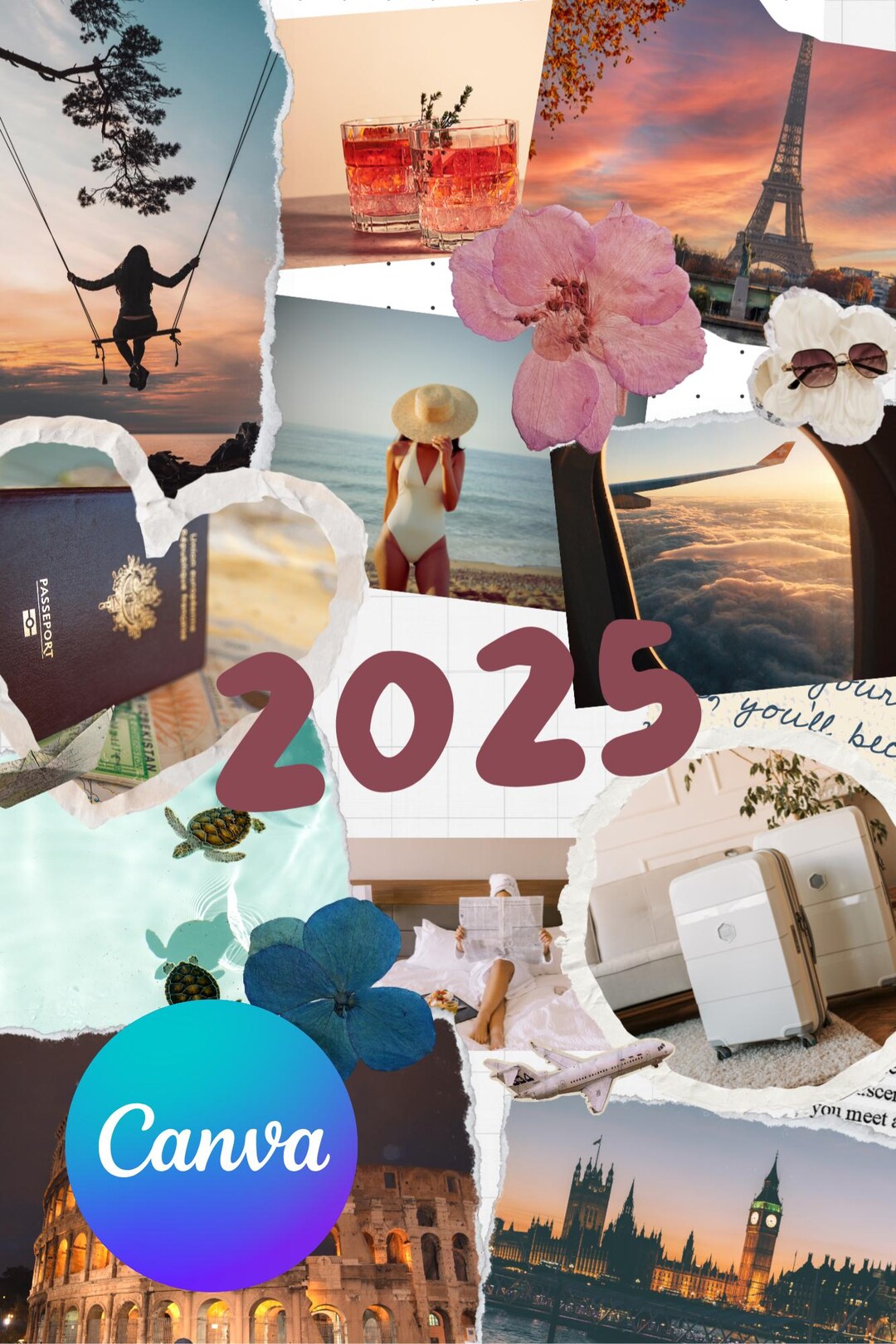 Vision Board 2025 Woman, Travel Vision Board, Vision Board for Travel ...