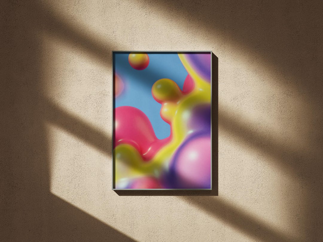Curiosity 3D Abstract Printable Wall Art, Vibrant Colorful Blob Design ...