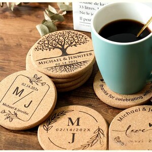 30 Personalized Cork Coasters Custom Engraved Wedding Favors Bulk Party ...