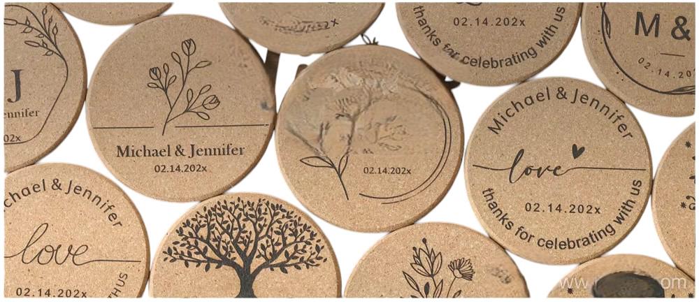 30 Personalized Cork Coasters Custom Engraved Wedding Favors Bulk Party ...