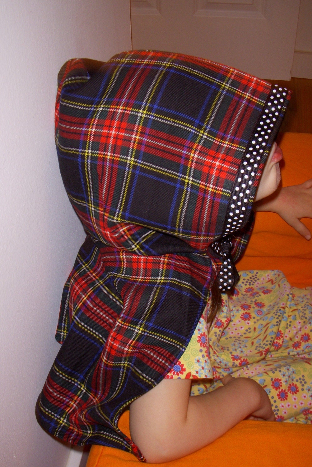 Red and Black Plaidie Wool Baby Hood - Etsy