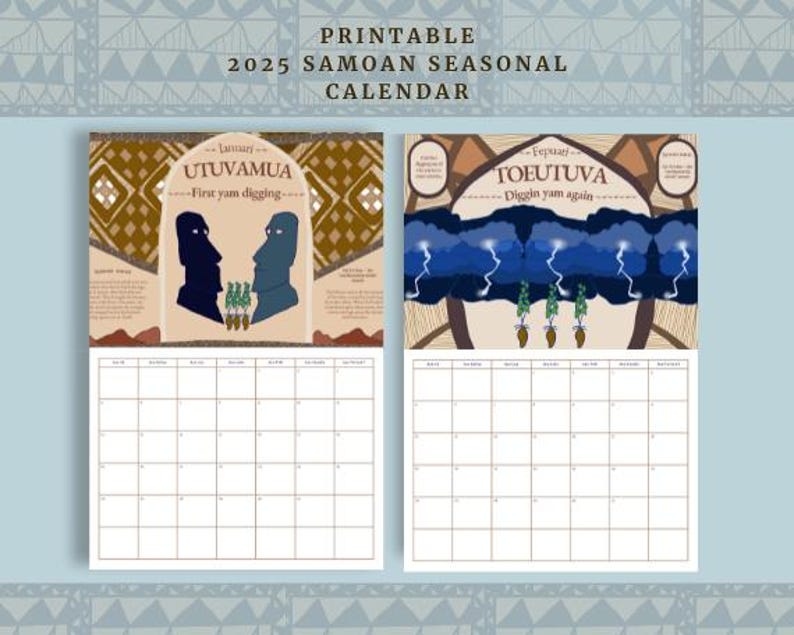 2025 Printable Samoan Seasonal Calendar, Printable Download, Desk and ...