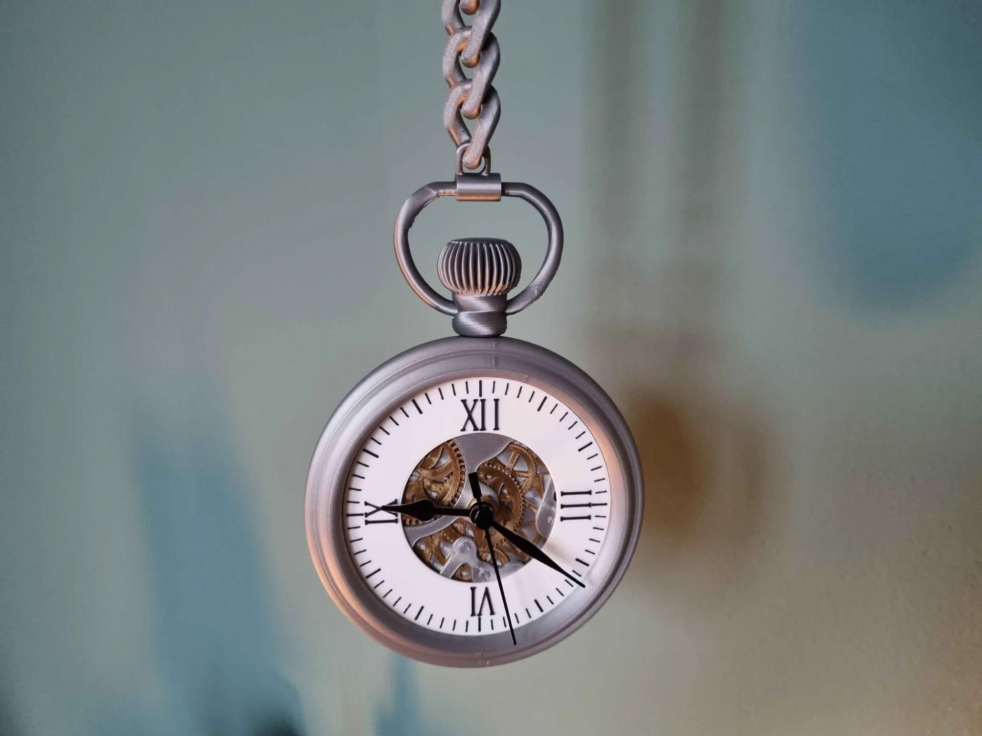 Giant Steampunk Pocket Watch, Vintage Decor, Exposed Gears, Retro Style ...
