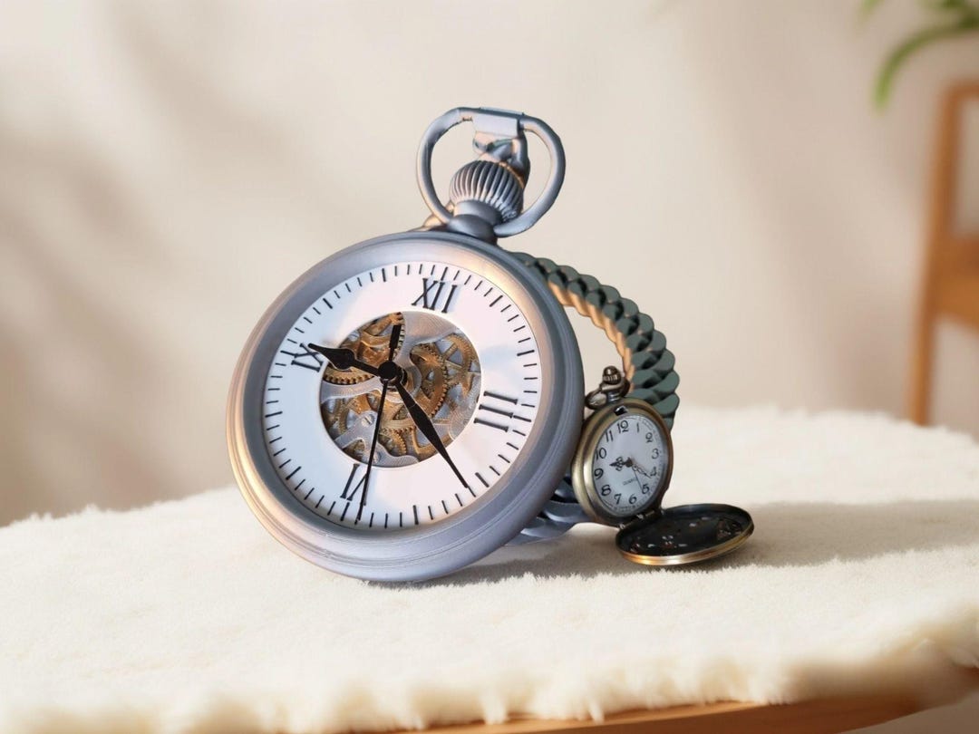 Giant Steampunk Pocket Watch, Vintage Decor, Exposed Gears, Retro Style ...