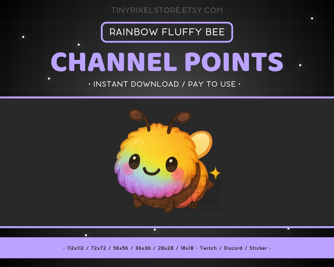Rainbow Bee Twitch Channel Point Icon, Sub Badge, Emote - Fluffy Bee ...