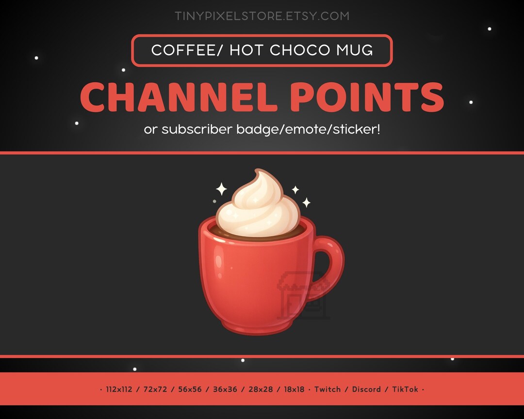 Hot Chocolate / Red Coffee Mug Twitch Channel Point Icon, Sub Badge ...