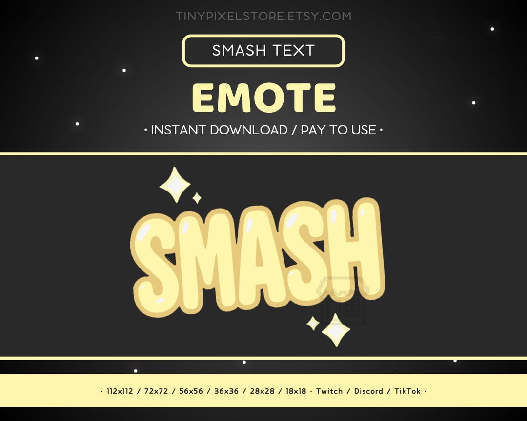 SMASH Twitch Emote Reaction Text - Yellow Pastel Text Discord Emote ...
