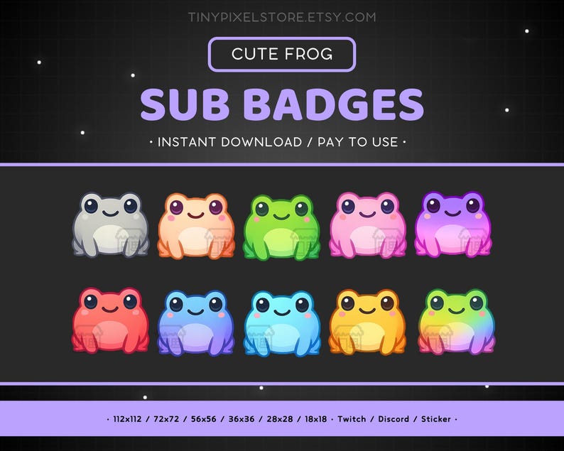 Cute Frog Twitch Sub Badge, Emote - Bit Badges, Discord Emote, Channel ...