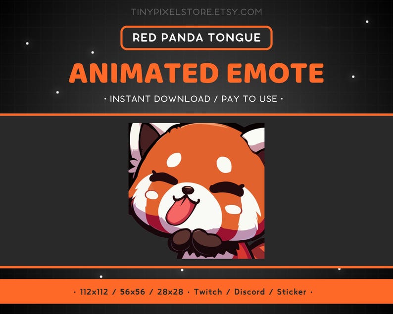 ANIMATED Red Panda Twitch Emote Tongue - Panda Lick Emote, Cute, Animal ...