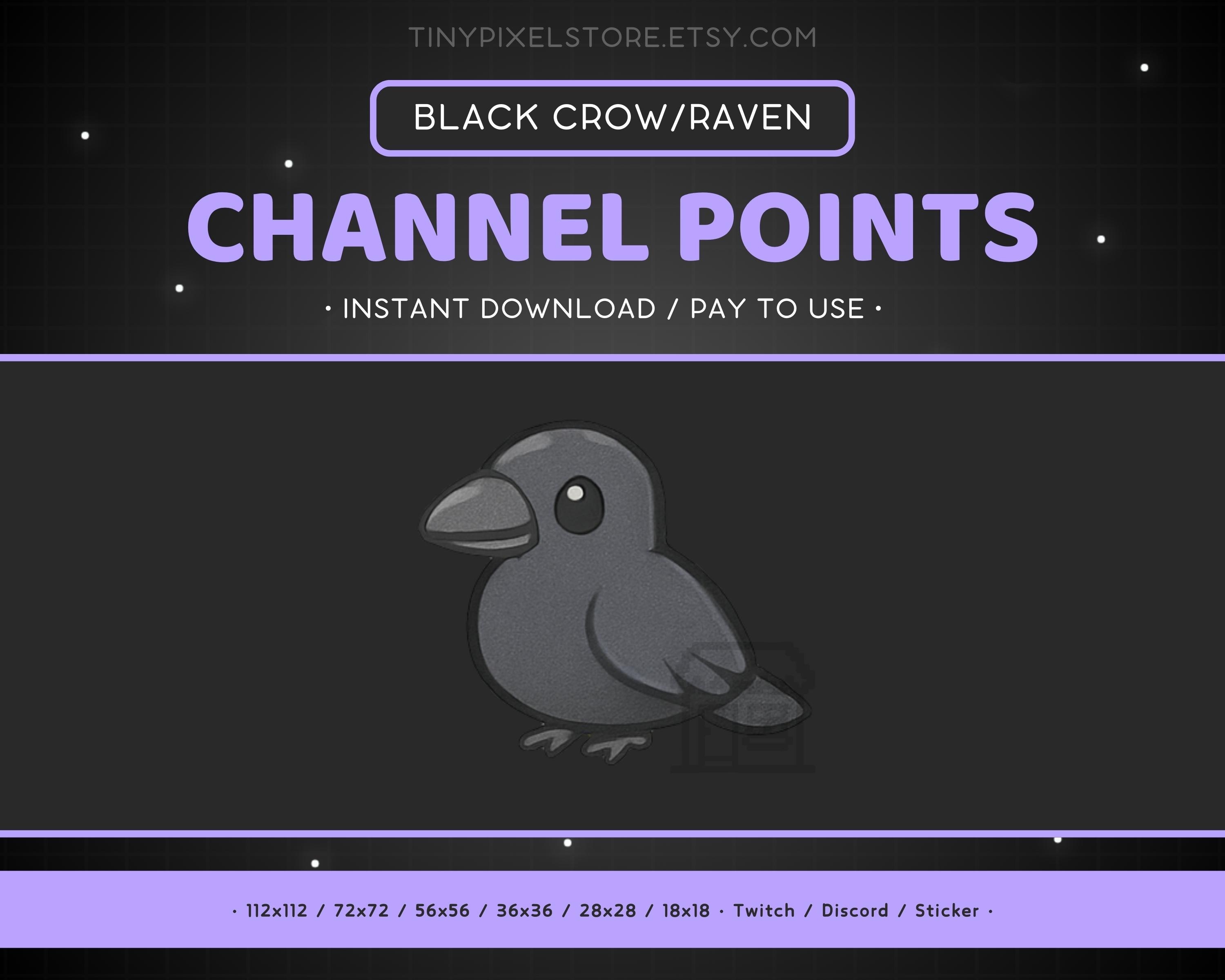 Black Raven Twitch Channel Point Icon, Sub Badge, Emote - Bird, Crow ...