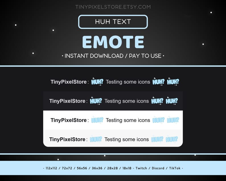 HUH Twitch Emote Reaction Text - Blue Pastel Text Discord Emote ...