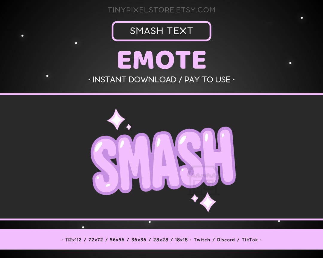 SMASH Twitch Emote Reaction Text - Purple Pastel Text Discord Emote ...