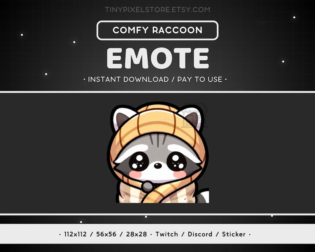 Raccoon Comfy Twitch Emote - Racoon Blanket Discord Emote, Streaming ...