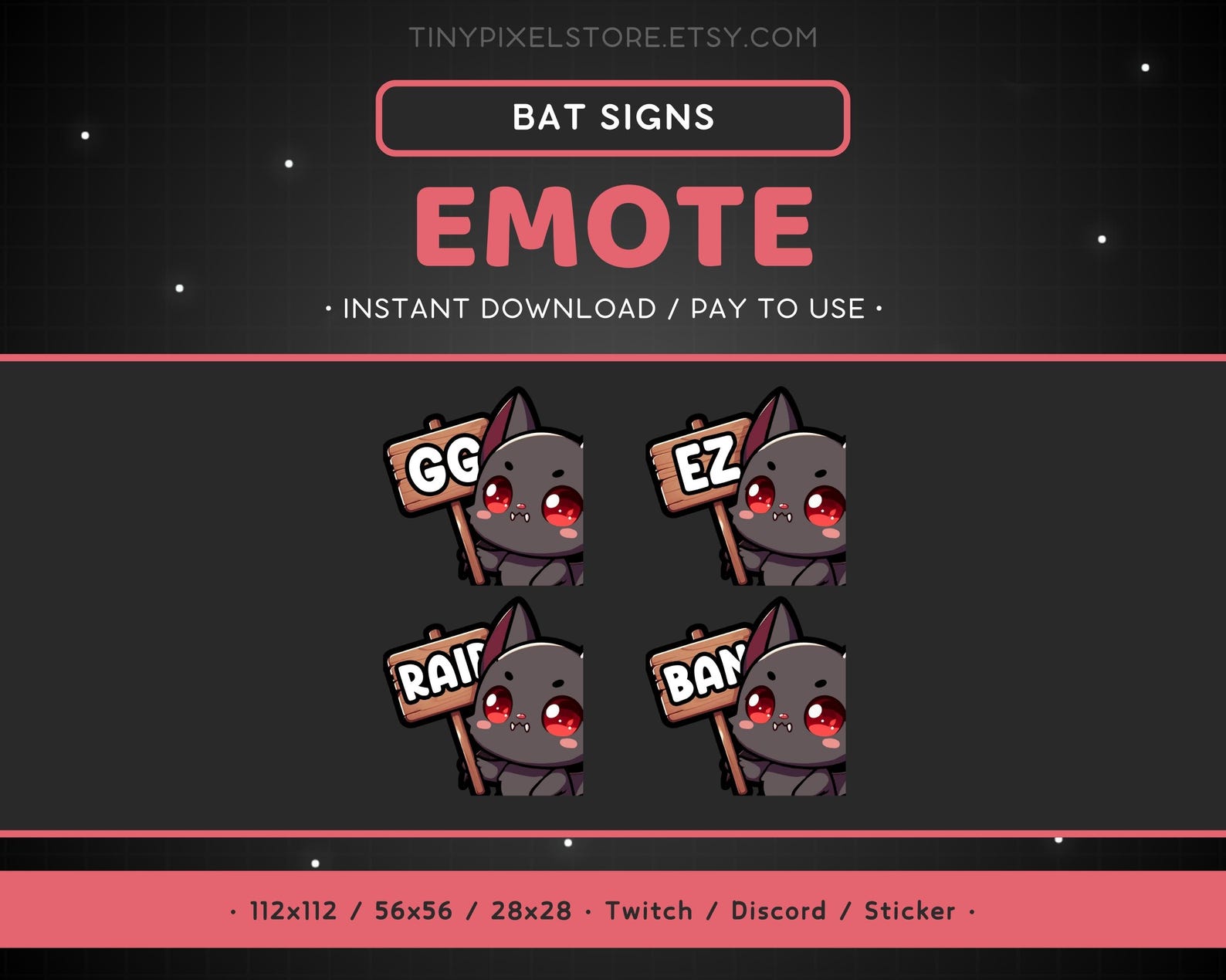 Bat Signs Emote - Discord Emote, Streaming Assets, Gaming Sticker ...