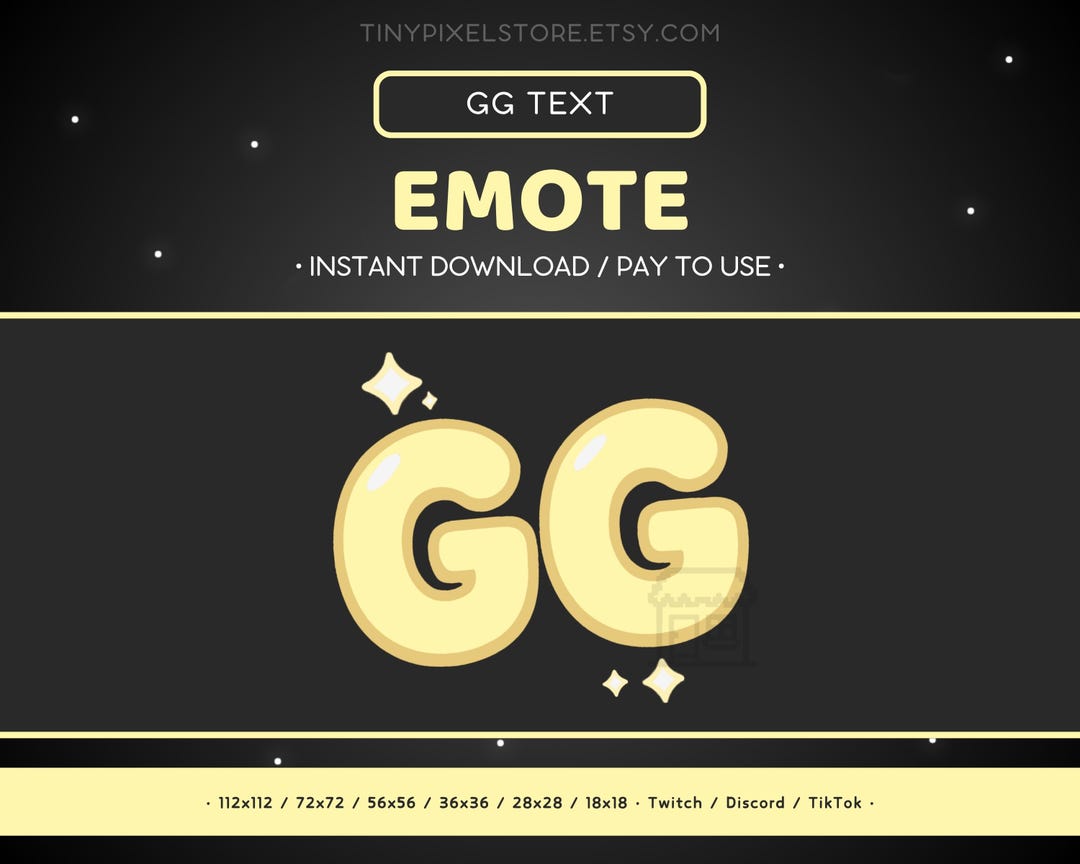 GG Twitch Emote Reaction Text - Yellow Pastel Text Discord Emote ...