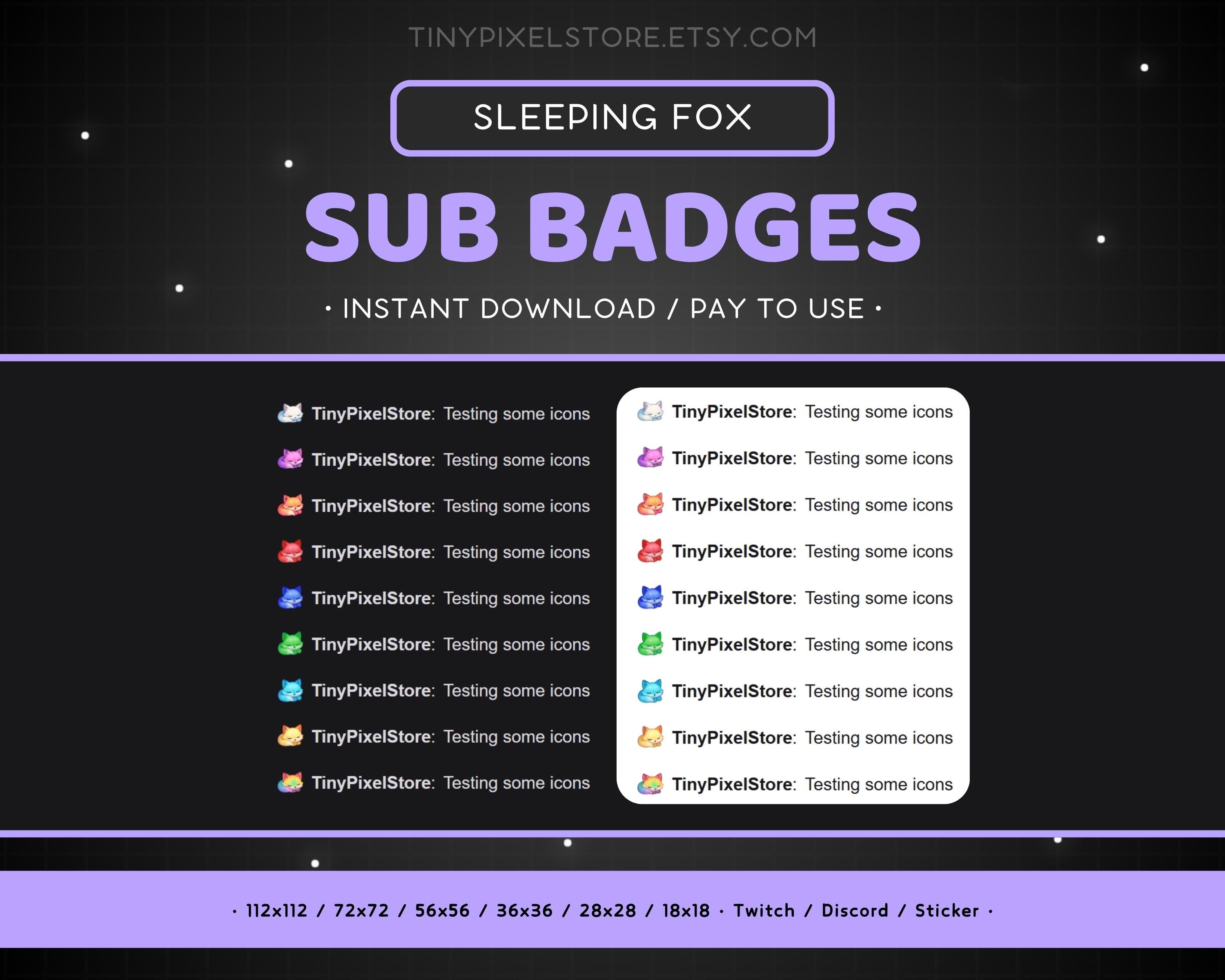 Sleeping Fox Twitch Sub Badge, Emote - Bit Badges, Discord Emote ...