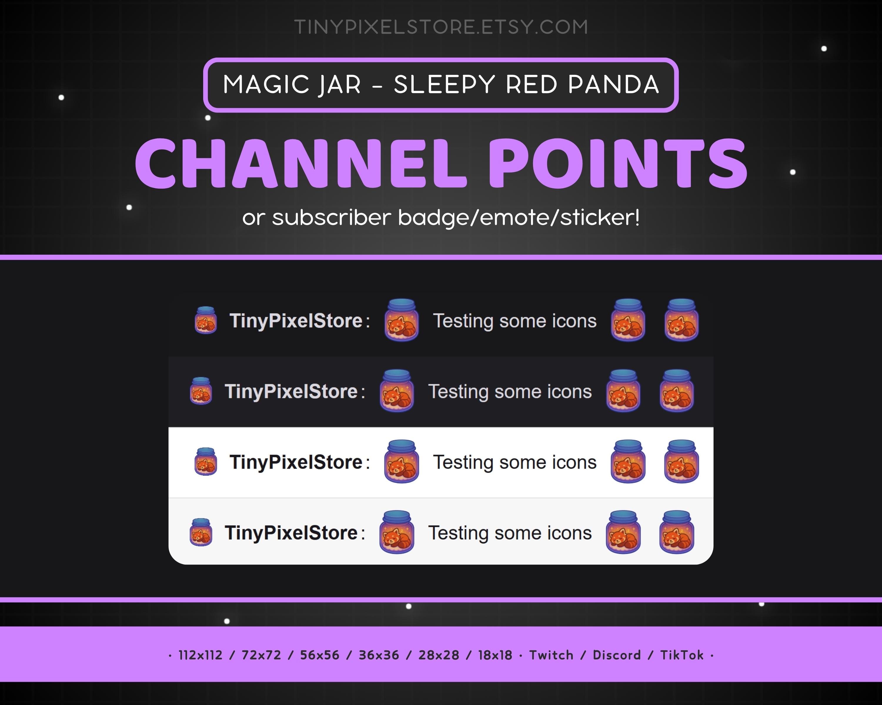 Sleepy Red Panda Twitch Channel Point Icon - Sub Badge, Emote, Magical ...