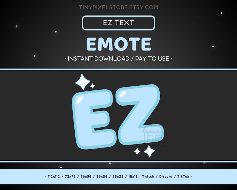 EZ Twitch Emote Reaction Text - Blue Pastel Text Discord Emote ...