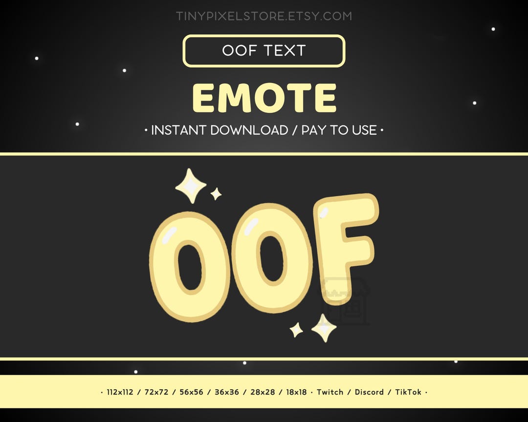 OOF Twitch Emote Reaction Text - Yellow Pastel Text, Discord, Streaming ...