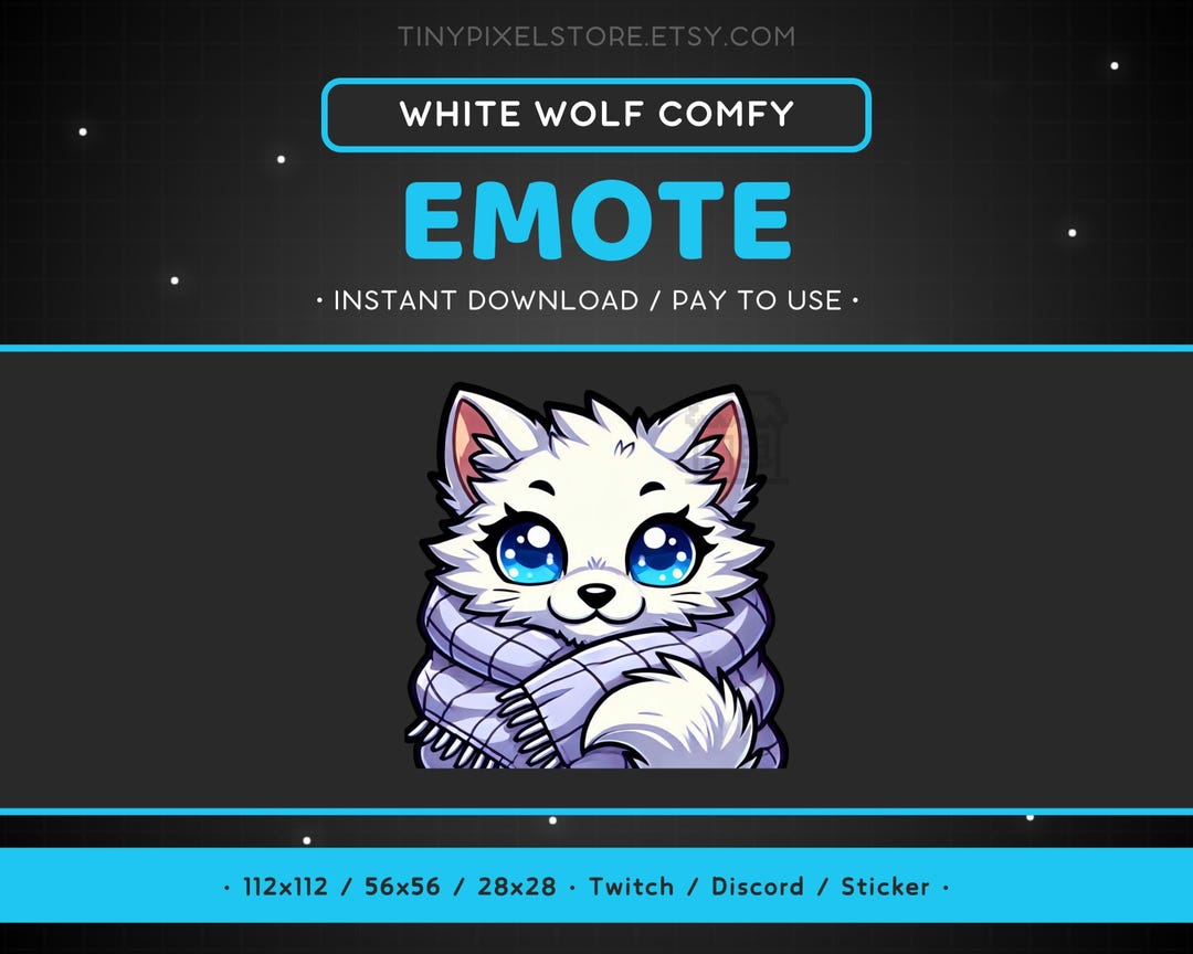 White Wolf Comfy Twitch Emote - Arctic Fox Blanket Discord Emote ...