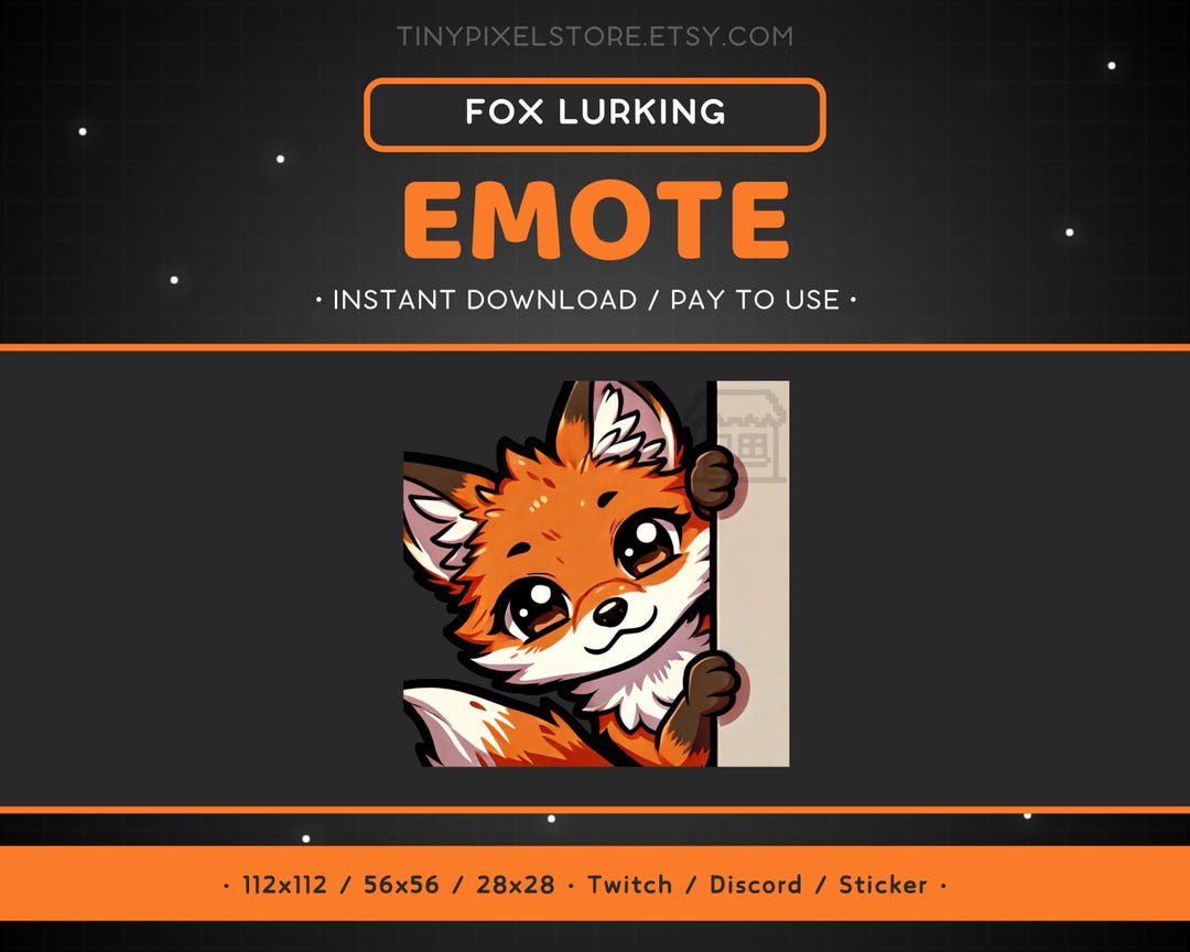 Fox Lurk Emote - Fox Hide Discord Emote, Streaming Assets, Gaming ...
