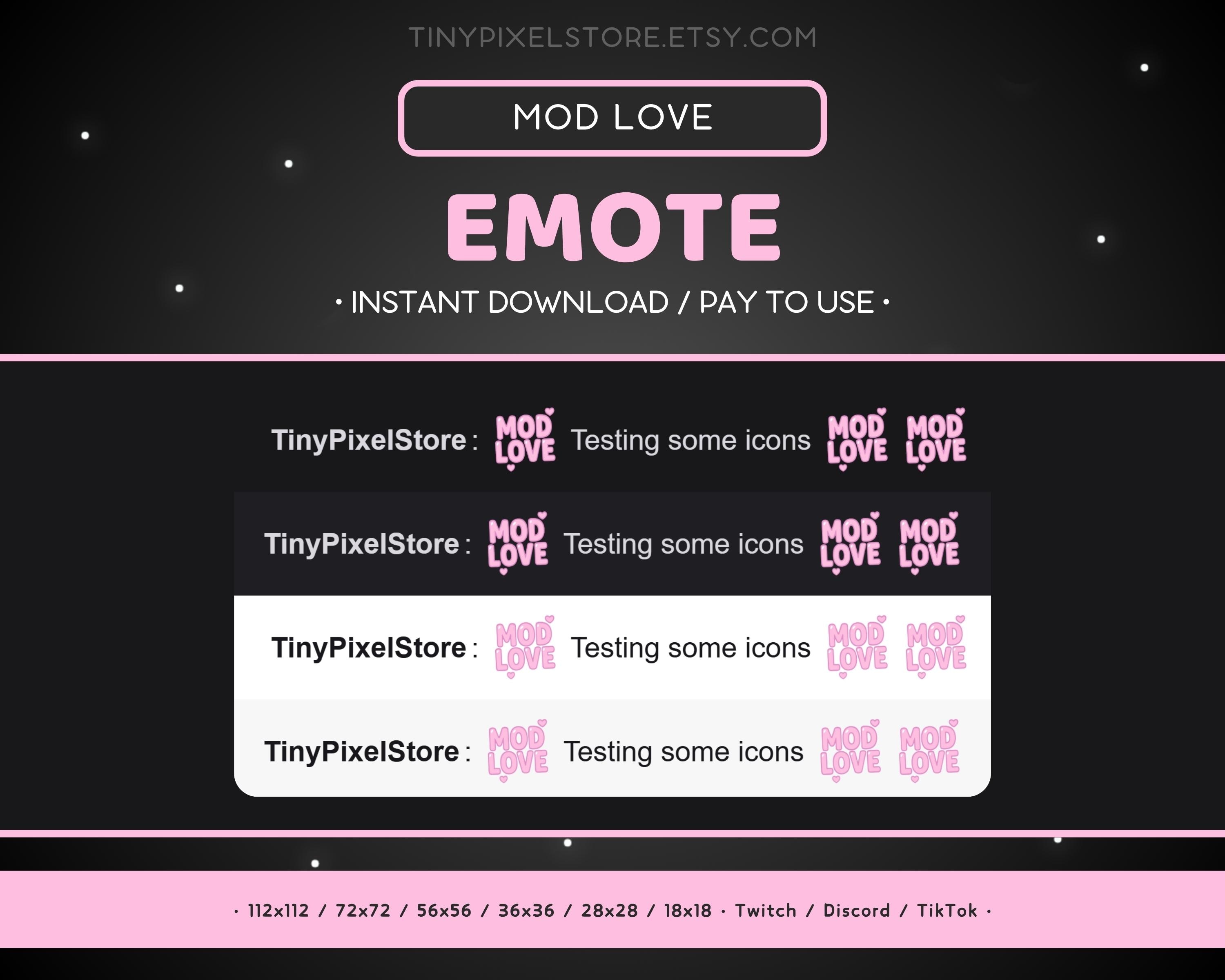 MOD LOVE Twitch Emote Reaction Text - Pink Pastel Text Discord Emote ...