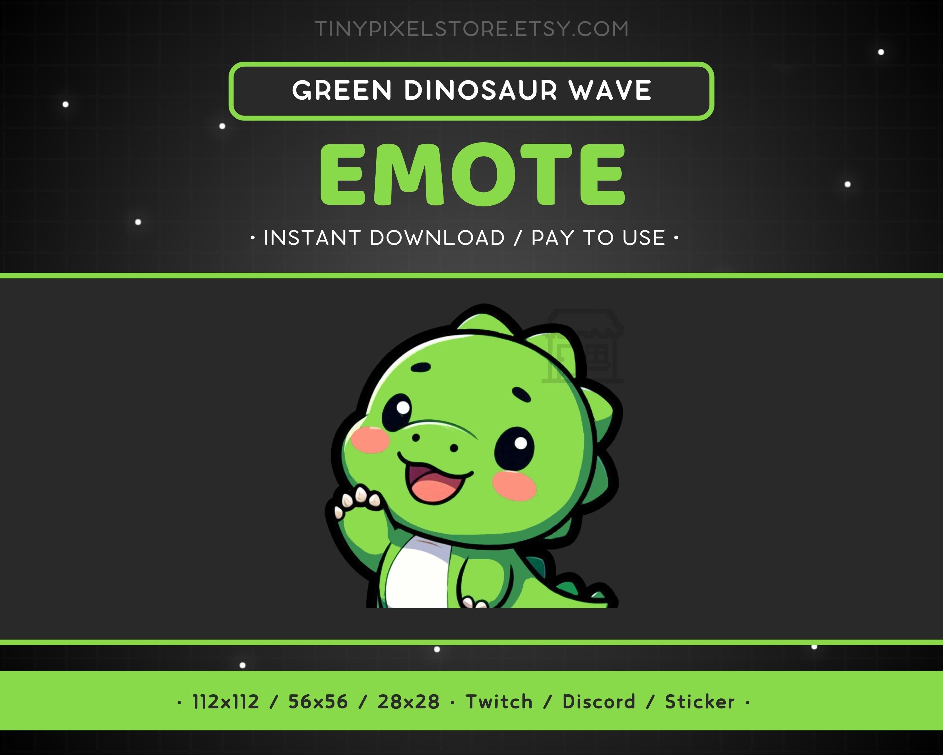 Green Dinosaur Wave Twitch Emote - Dino Wave Discord Emote, Streaming ...