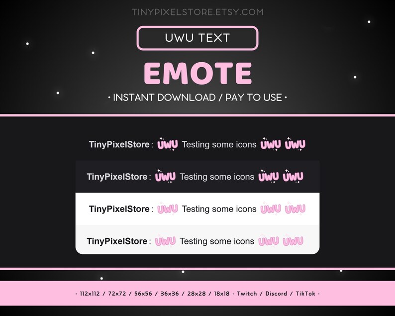 UWU Twitch Emote Reaction Text - Pink Pastel Text Discord Emote ...