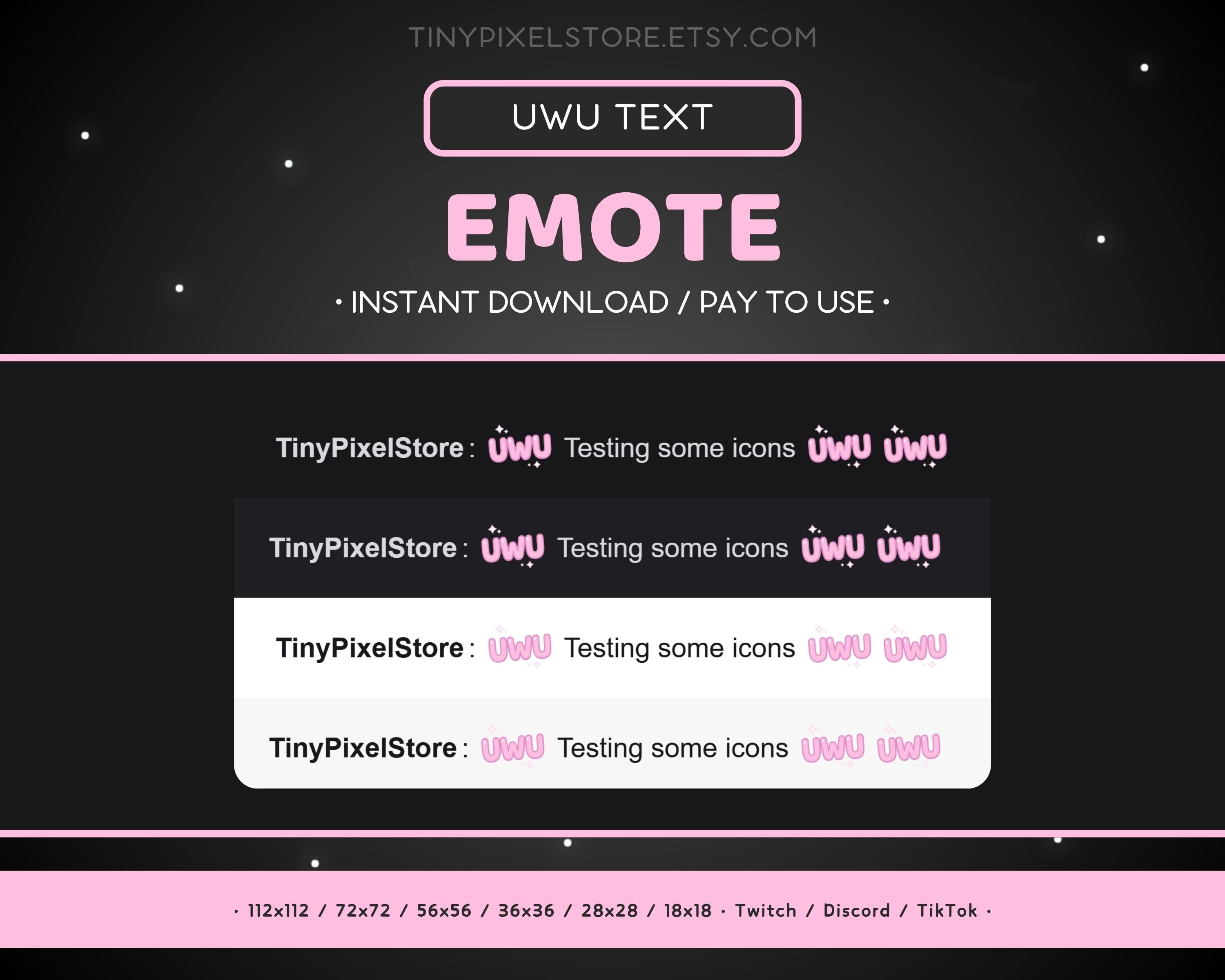 UWU Twitch Emote Reaction Text - Pink Pastel Text Discord Emote ...