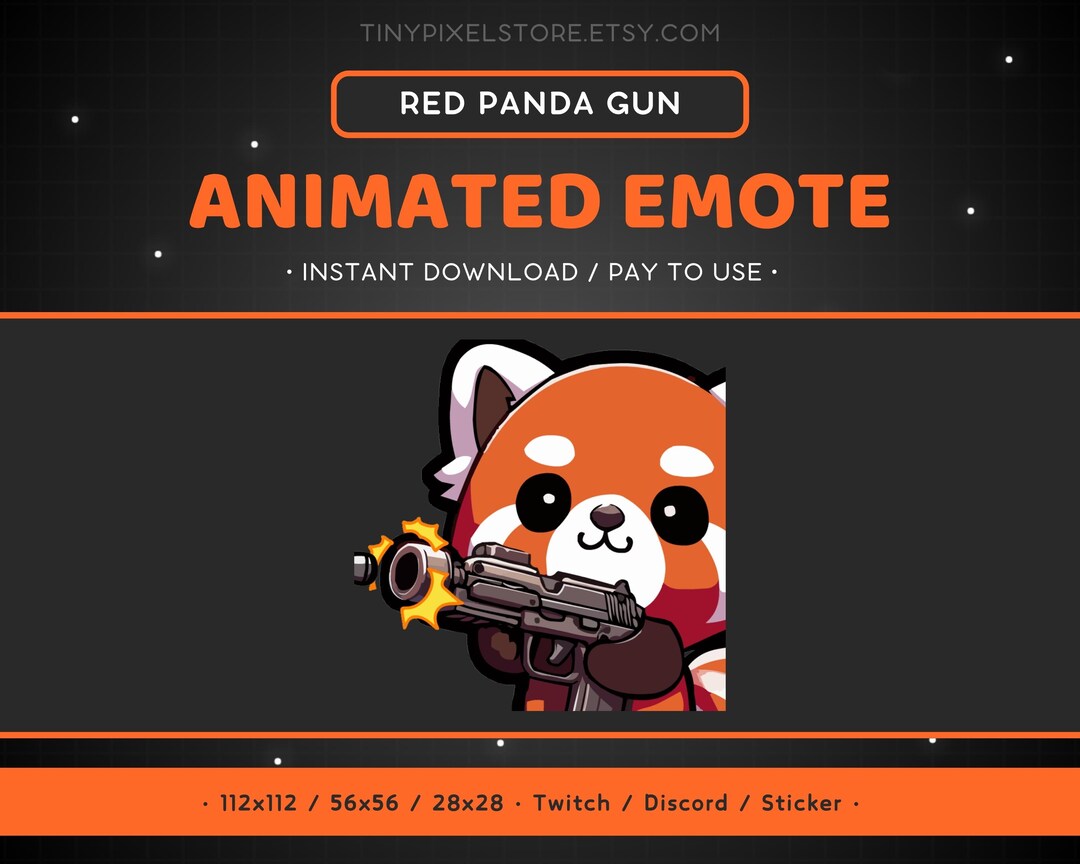 ANIMATED Red Panda Twitch Emote Gun - Panda Pistol Emote, Cute, Animal ...