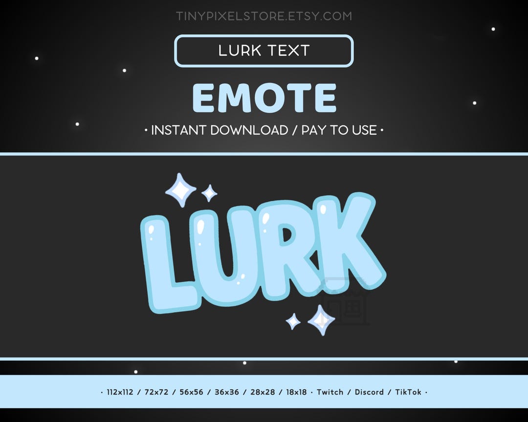 LURK Twitch Emote Reaction Text - Blue Pastel Text Discord Emote ...