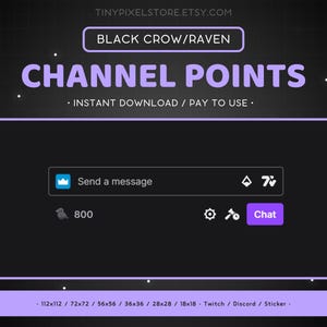 Black Raven Twitch Channel Point Icon, Sub Badge, Emote - Bird, Crow ...