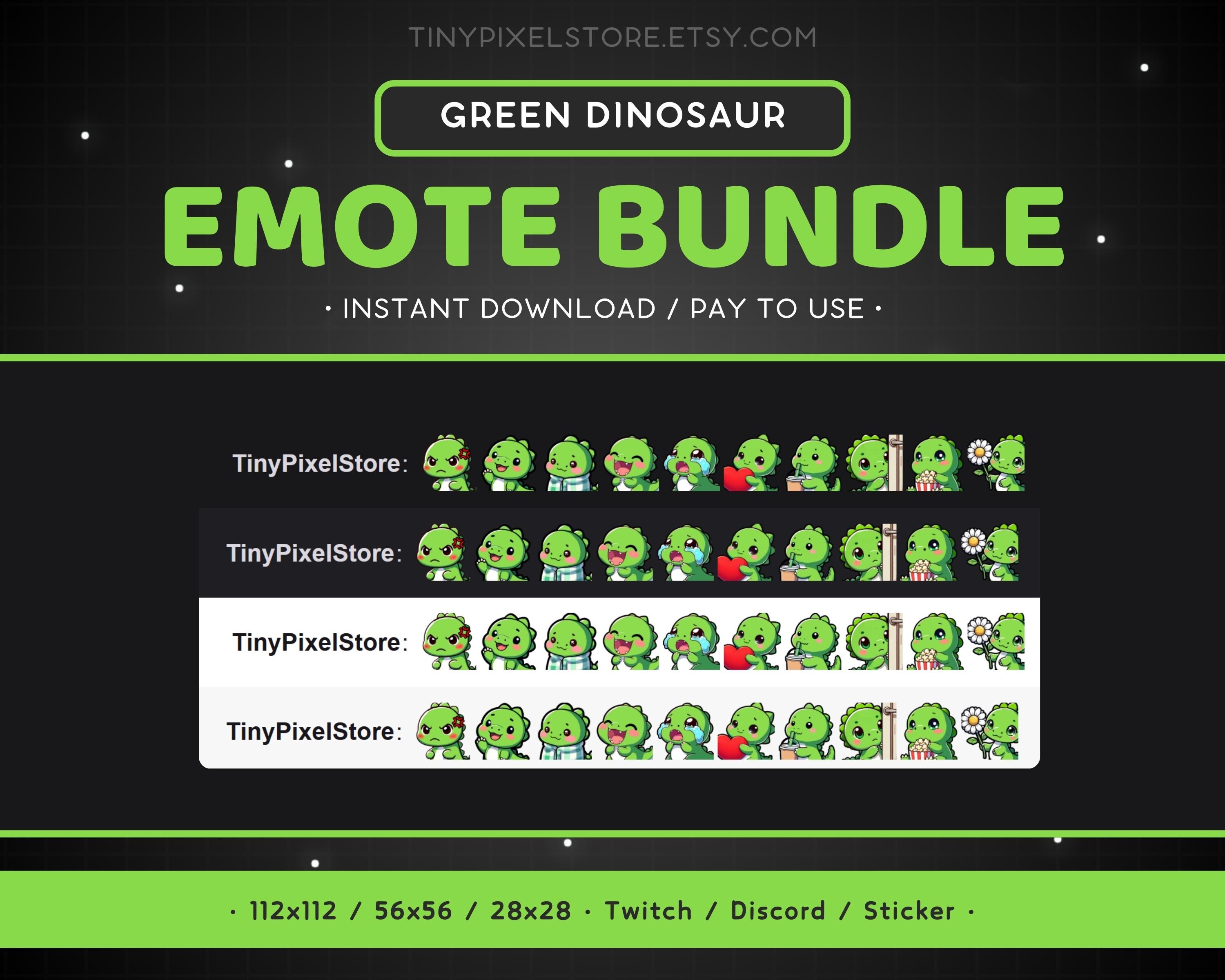 Green Dinosaur Twitch Emote Bundle 10x - Discord, Reptile, T-rex ...