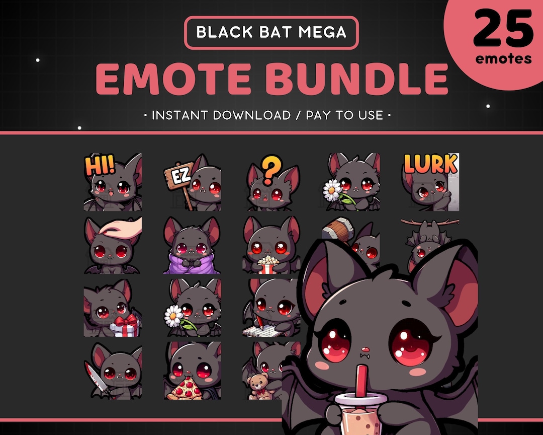 Bat Twitch Emote Bundle 25x - Discord Emote Pack, Cute Funny Animal ...