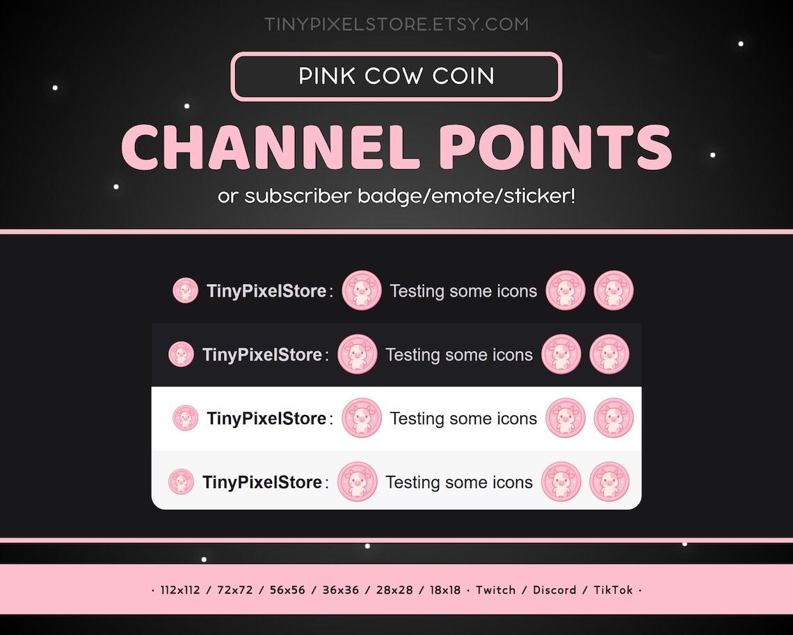 Pink Cow Coin Twitch Channel Point Icon, Sub Badge, Emote - Discord ...