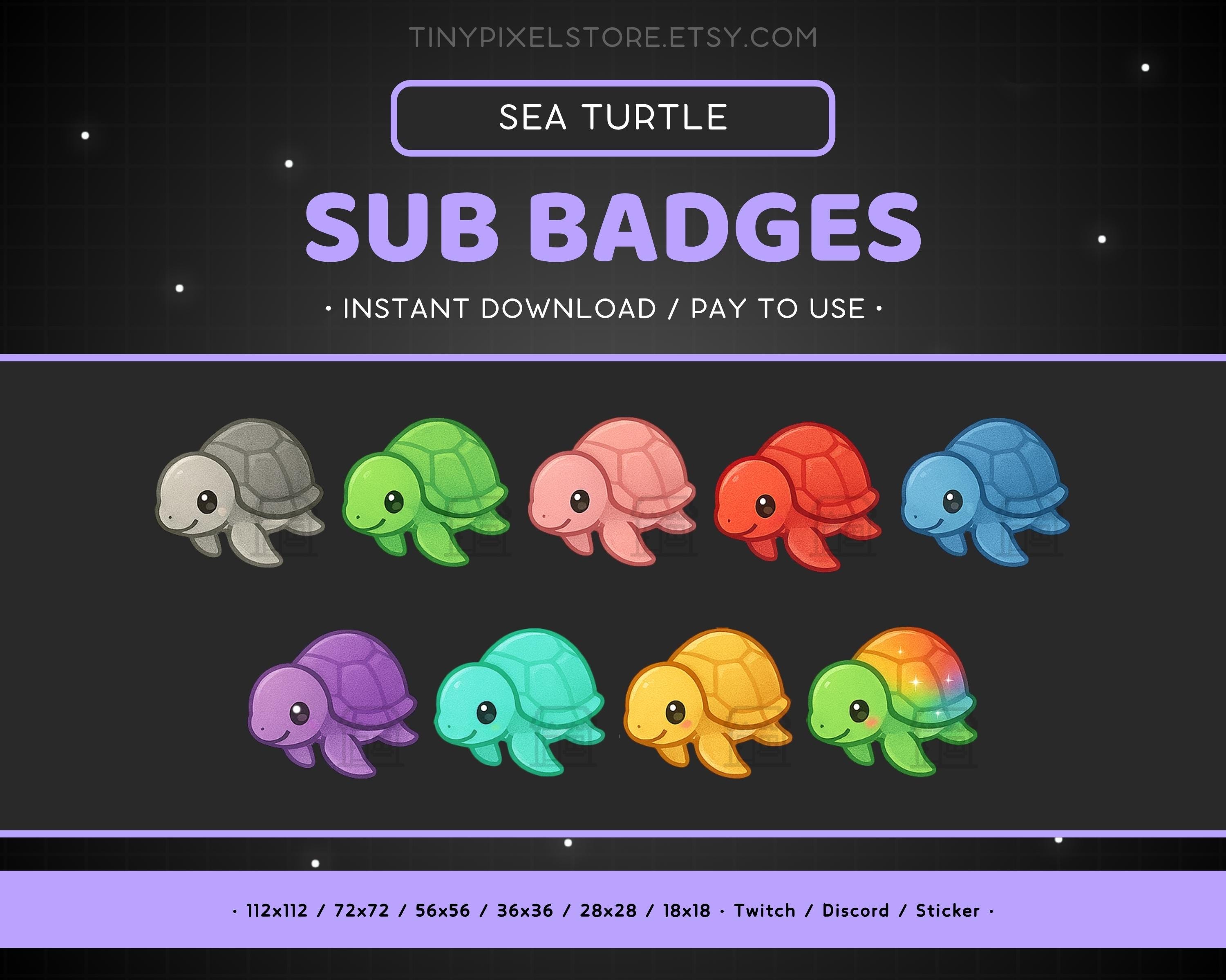 Sea Turtle Twitch Sub Badge, Emote - Bit Badges, Discord, Channel Point ...