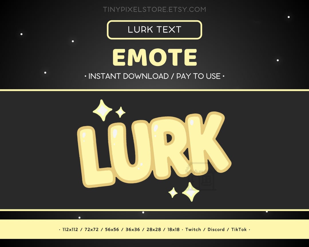 LURK Twitch Emote Reaction Text - Yellow Pastel Text Discord Emote ...