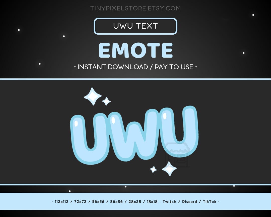 UWU Twitch Emote Reaction Text - Blue Pastel Text Discord Emote ...
