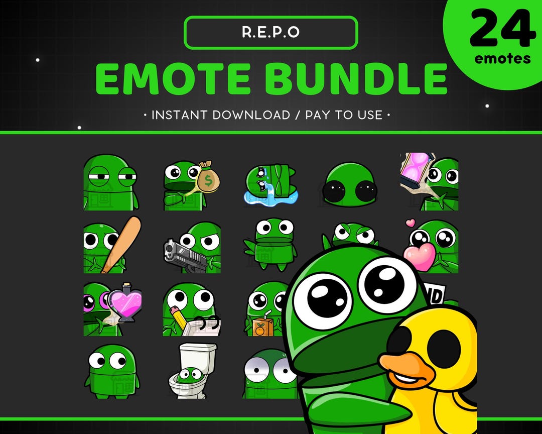 REPO Twitch Emote Bundle 24x - Green R.E.P.O Discord Emote, Funny ...
